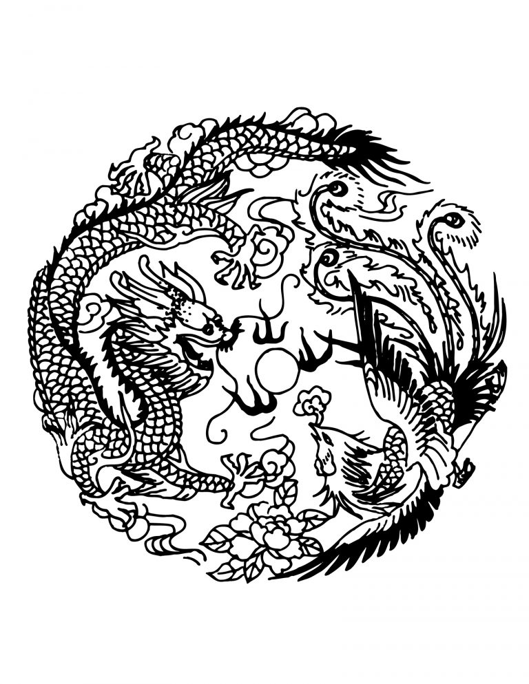 Traditional Chinese auspicious loong and phoenix pattern vector ...